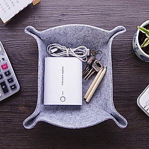 OliviaLiving Felt Valet Tray, Fold Felt Desktop Storage Basket Makeup Organizing Basket for Home Office Writing Desk Lovely Caddy Containers (Multi-Color,6-Pack)