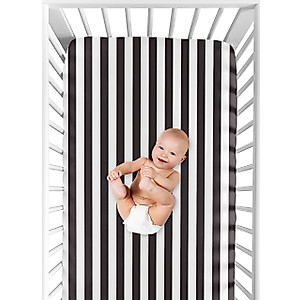 Fitted Crib Sheet for Paris Baby or Toddler Bedding by Sweet Jojo Designs - Black and White Stripe