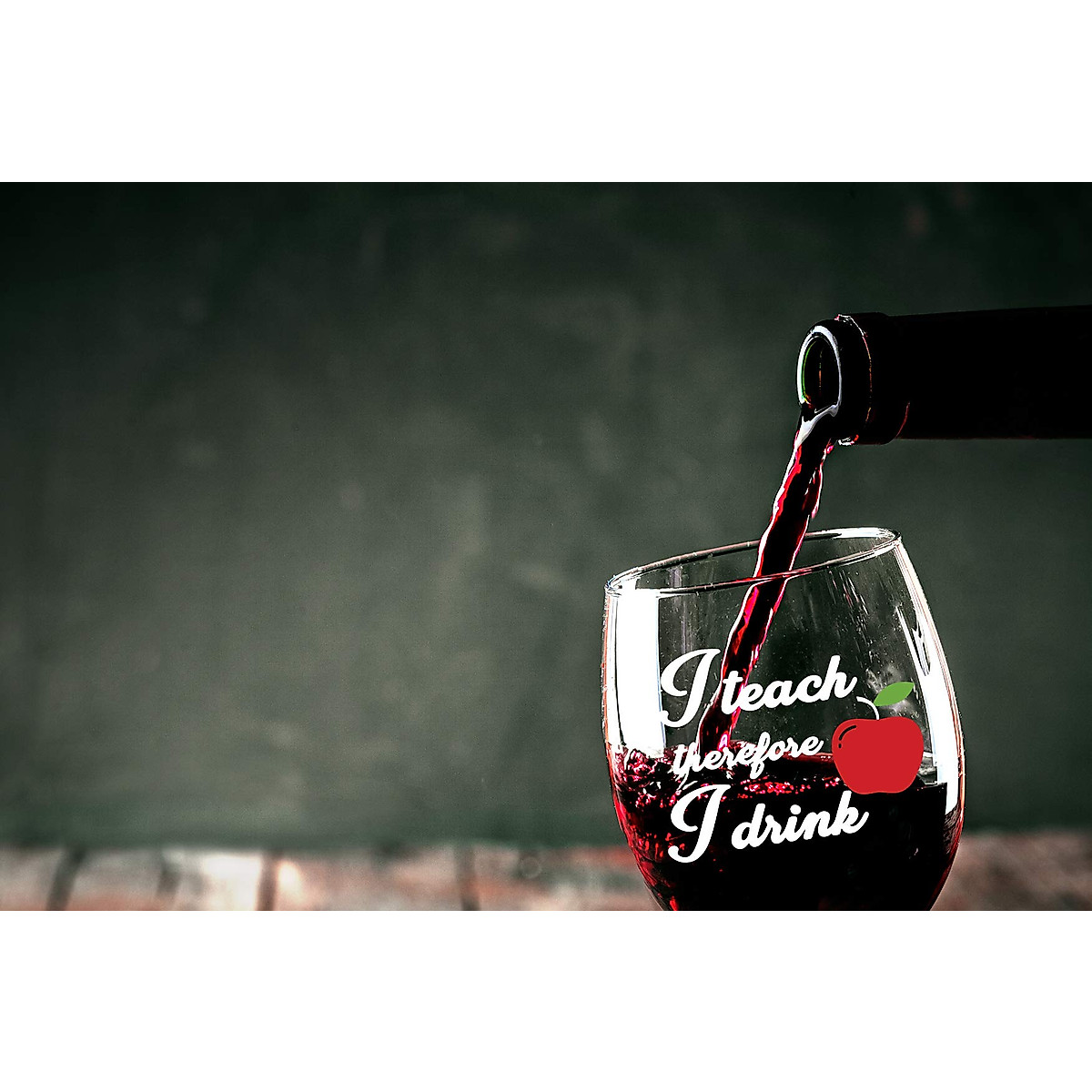 AW Fashions I Teach Therefore I Drink - Funny 15oz Wine Stemless Glass - Fun Unique Gift Idea for Teacher Professor Mentor or Tutor - Great Present for Teacher Appreciation Day from Student