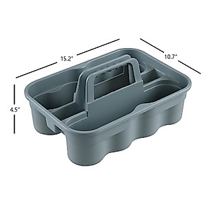 Yarebest 4-Pack Plastic Cleaning Tool Storage Caddy, 2 Compartment Caddy with Handle, Grey