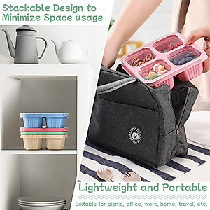 DIMBRAH Snack Containers (4 Pack),Lunch Box Containers,Reusable 4 Compartment Snack Box Container,Small Bento Box,Lunchable Containers 4 Compartments for Work and Traveling- with Forks