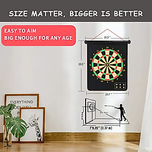 CX L SUM Magnetic Dart Board, Indoor Outdoor Dart Games for Kids with 12pcs Magnetic Darts, Safety Toy Games, Rollup Double Sided Board Game Set for Gifts