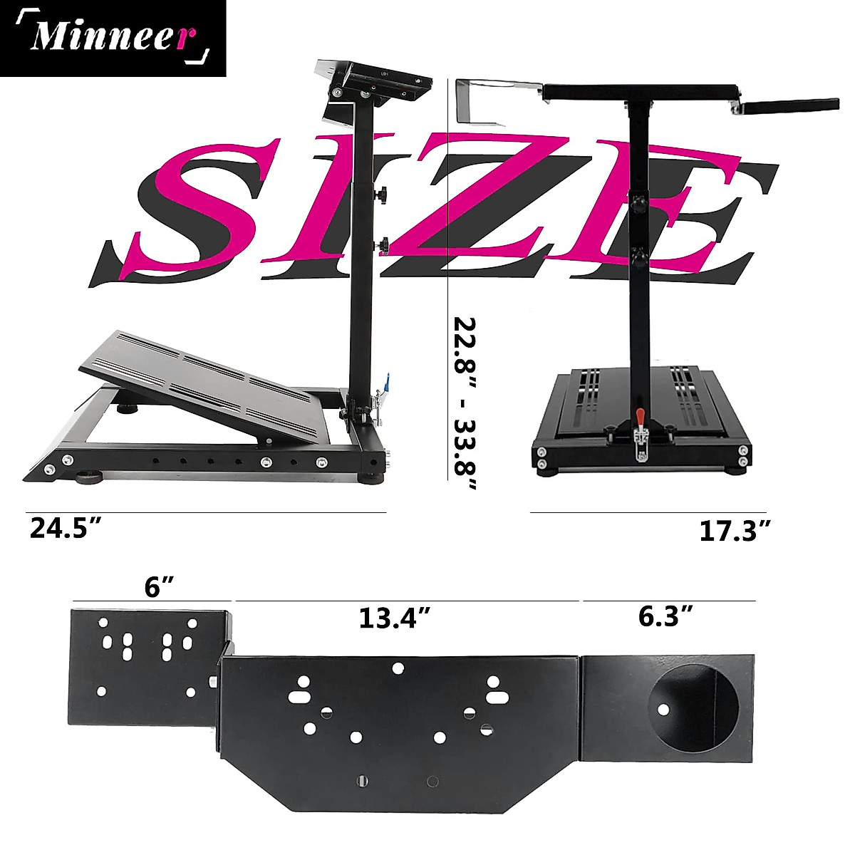 Minneer Wheel Cockpit PRO Steering Racing Wheel Stand Compatible with Lgitech G25, G27, G29, G920 Folding Gaming Compact Race Sim Cockpit, Wheel and Pedals NOT Included.