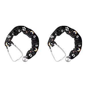 Luarisgur Black Stethoscope Cover Dog Paw Print Stethoscope Sleeve 2 Pack Stethoscope Protective Cover Cute Stethoscope Cover Sleeve Nurse Gifts for Women