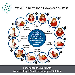 Chiropractic Neck Support Pillow - Cervical Collar - Neck Pain - Lower Back Lumbar Support - Memory Foam Travel Pillow - Grey