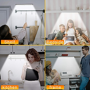 Remote Control Under Cabinet Lighting Wireless 6 Pack, 20-LED Dimmable Closet Lights Rechargeable Under Counter Light, Stick on Touch Night Light Strip Bar for Kitchen Stairway Bedroom, 3 Colors