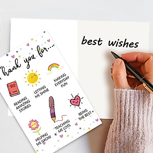 Zyulin Lovely Thank You Teacher Card, Great Teacher Appreciation Gifts Card from Students, Thank You for Helping Me Grow Card, End of Term Gift