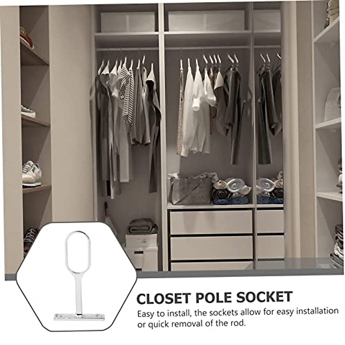 Cabilock 10pcs Closet L Brackets Heavy Duty Heavy Duty Curtain Rod Pipe Brackets Shower Rod Supports Closet Rod Line Rod Holder Zinc Alloy Silver Alloy Closet Rod Pipe Top Loading