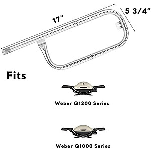 Uniflasy 60040 17 Inch Grill Burner Tube for Weber Q100 Q120 Q1000 Q1200 304 Stainless Steel Baby Q 386001 386002 516002, 516001, 50060001, 51060001 Gas Grills, Replacement Part Weber 69957/45657