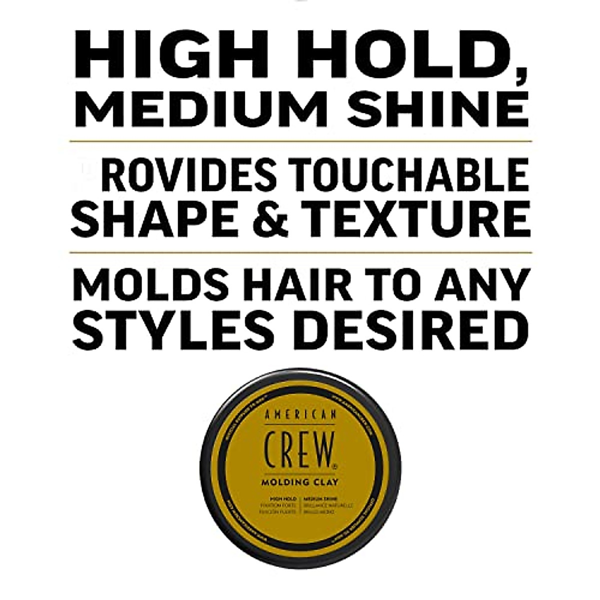 American Crew Men's Hair Molding Clay, Like Hair Gel with Strong Hold & Medium Shine, 3 Oz (Pack of 1)