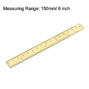uxcell Straight Ruler 150mm 6 Inch Brass Measuring Tool with Hanging Hole 2pcs