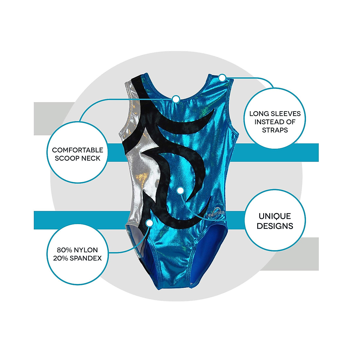 Obersee - O3GL041CXXS - Girl's Girls Gymnastics Leotard - Abby Turquoise | Child (2-3 Years)