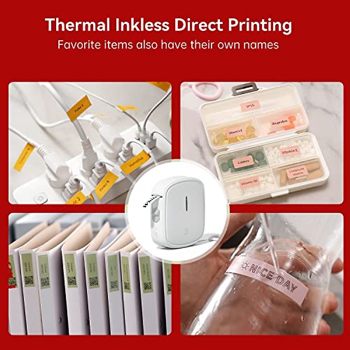 Label Makers Machine with Tape Built-in Cutter Portable Bluetooth Handheld Sticker Printer for Home Office Organization iOS Android Multiple Templates Fonts Icon Mini Inkless Labeler USB Rechargeable
