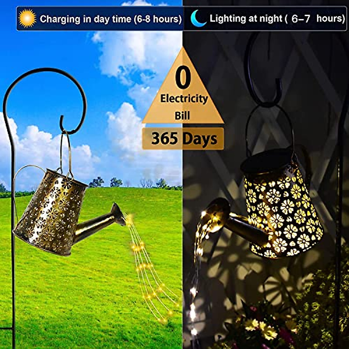 Solar Watering Can with Lights Outdoor,Hanging Solar Lantern,Metal Waterproof Garden Lights Decorations Gift for Table Patio Yards Pathway Party, Yard Decorations Outdoor