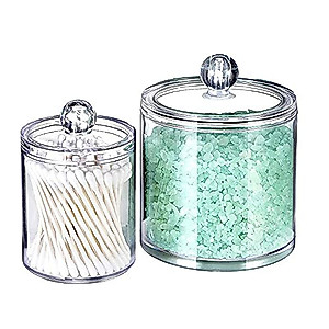QYANG, 3piece combination cotton swab pad container, transparent container, cotton ball distributor, plastic medicine container, cosmetic container, bathroom dresser (10oz, 22oz, 39oz)