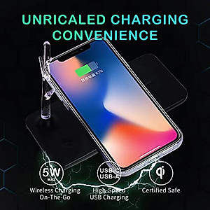 PELTEFLU Wireless Charger with Shelf, Upgraded Designed Fast Wireless Charger Compatible All Phones with Wireless Charging Function - Pink