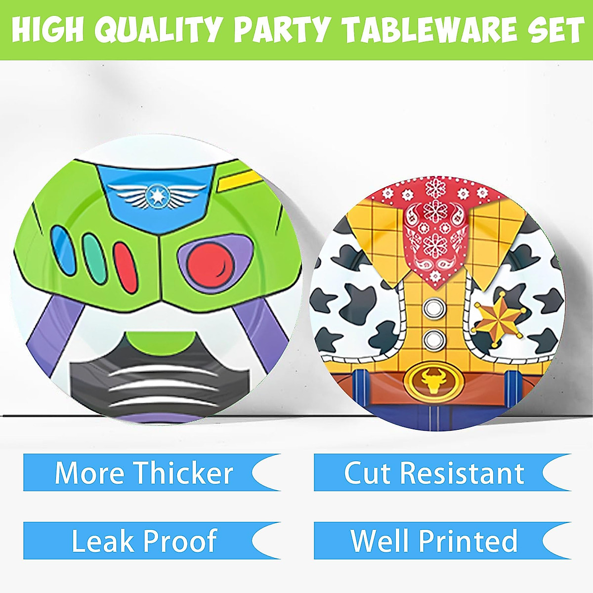 BINQOO Cartoon Blue Sky White Clouds Plates Napkins Total 40Pcs Serve 10 Toy Story Kids Birthday Party Boy Baby Shower Tableware Set Clouds Sky Dinner Plates Dessert Plates Napkins Supplies