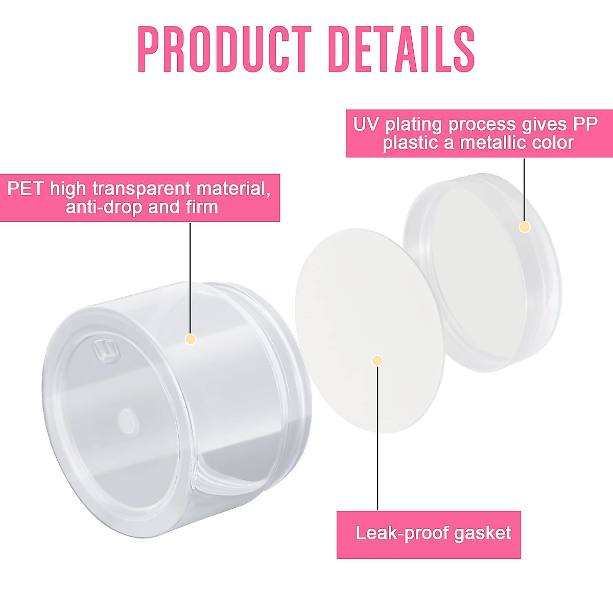 Patelai 4 Pieces Round Clear Wide-mouth Leak Proof Plastic Container Jars with Lids for Travel Storage Makeup Beauty Products Face Creams Oils Salves Ointments DIY Making or Others (Clear,2 Ounce)