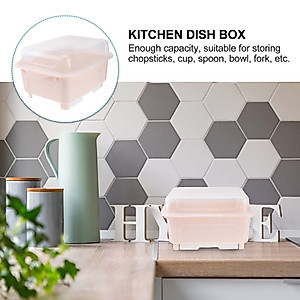 STOBAZA Dish Drying Rack with Drain Board Kitchen Dish Drainer with Lid Cover, Baby Nursing Bottle Holder, Dish Dryer Holder, Utensil and Cup Holder for Kitchen Counter (Pink)