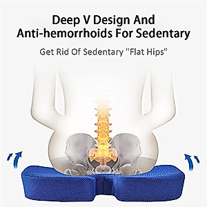 JTYX Coccyx Cushion Memory Foam Orthopedic Seat Cushion for Office Chair, Car Seat & Wheelchair - Sciatica Cushion Ergonomic Posture Seat Pads