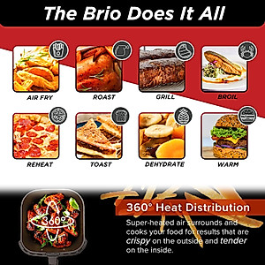Nuwave 6-quart Brio Healthy Digital Air Fryer with One-Touch Digital Controls, 6 Preset Menu Functions & Removable Divider Insert, Black