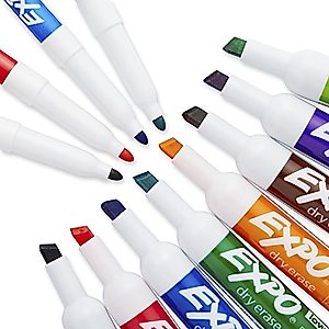 EXPO Dry Erase Marker Kit with 12 Fine & Chisel Tip Markers, Eraser & Spray Cleaner, 14-Piece Set