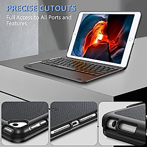 FINTIE Keyboard Case for iPad 10.2 inch 9th / 8th / 7th Generation (2021/2020 / 2019), 7 Color Backlit Wireless Bluetooth Keyboard, Magnetically Detachable Cover, Auto Sleep Wake, Black
