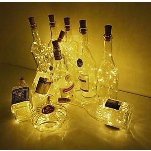 50 Pack of 20 LED Wine Bottle Lights with Cork, 6 ft Copper Wire Cork Lights Battery Operated Fairy Mini String Lights for Liquor Bottles Crafts Party Wedding Halloween Christmas Decor (50)