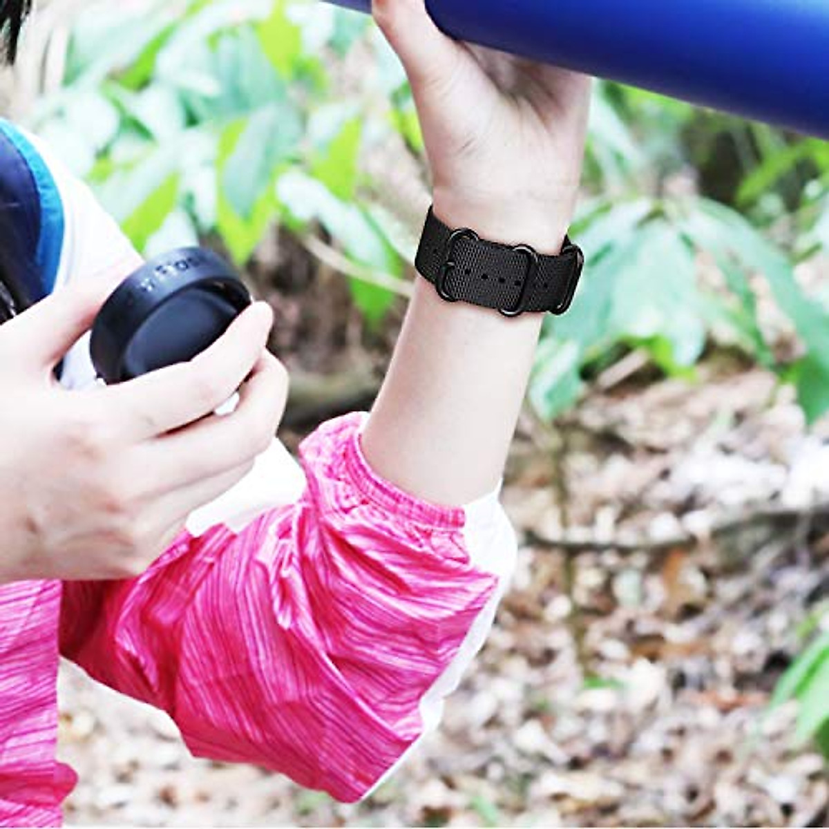 Fintie Bands Compatible with Samsung Galaxy Watch 3 45mm / Galaxy Watch 46mm / Gear S3 Classic/Frontier, Soft Woven Nylon Band 22mm Quick Release Adjustable Replacement Sport Strap, Black