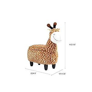Home 2 Office Geno The Giraffe Ottoman with Storage for Kids' Bedroom, Playroom, Nursery or Recreation Room Decor, Soft Animal-Shaped Toddler Furniture with Wooden Legs