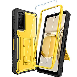 DUOPAL for TCL Stylus 5G Case,Military Grade Protection Shockproof Case with Tempered Glass HD Screen Protector and Kickstand Compatible with TCL Stylus 5G Phone Cover (Yellow)