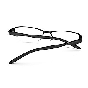 LUOMON Semi-Rimless Eyeglasses EG002 - Pure Black | Blue Light Blocking & Anti Glare Lenses for Comfortable Vision