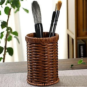 Didiseaon Silverware Utensil Holder Organizer Countertop Flatware Holder Woven Storage Basket Woven Cutlery Organizer Countertop Utensil Basket Imitation Rattan Basket Iron Chopsticks