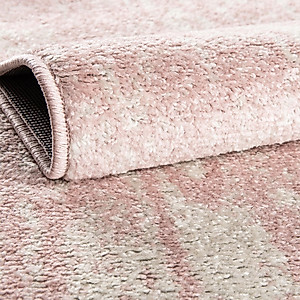 Unique Loom Lennon Collection Area Rug - Zal (4' 1" Round, Pink/ Ivory)