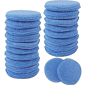 Microfiber Applicator Pad, 20 Pack 5 Inch Blue Ultra-Soft Car Wax Applicator Pad Use for Detailing, Waxing, Dust Removing and Polishing Vehicles, Foam Auto Wax Applicator Pad