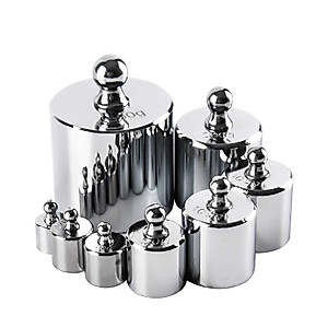 HORIZON 8 PCS 1000g Calibration Weight Set (10g, 20g,20g,50g,100g,100g,200g,500g) with Storage Case and Tweezers for Digital Scale Balance Science Lab Educational Weights