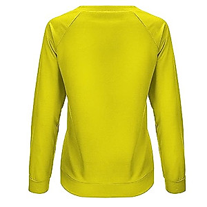 LAWOR Women'S Tops 2023 Summer Sudaderas capucha sudaderas la moda para mujer camisa manga larga estampado plumas jersey cuello redondo otoño G2-Yellow X-Large