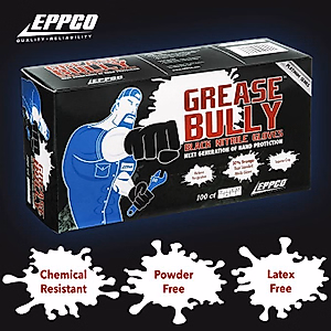 DENCO DISTRIBUTING, INC. Grease Bully Nitrile Gloves - 6MIL - Medium - Black - Powder & Latex Free - 1000 Count - 10 Boxes (Medium)