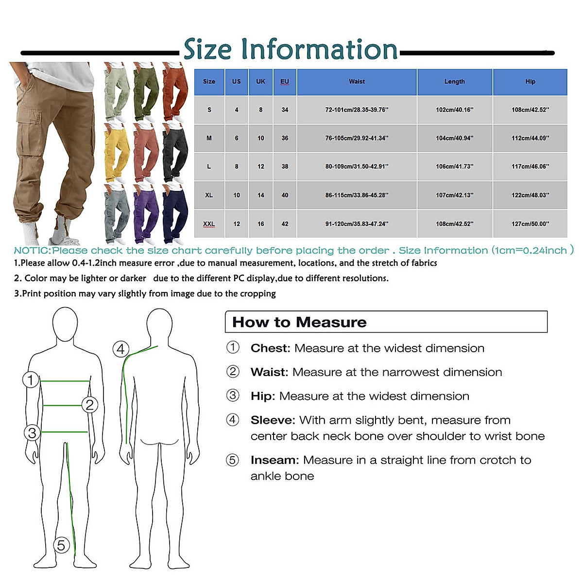 WENKOMG1 Mens Cotton Cargo Pants,Solid Elastic Waist Straight Leg Slacks Drawstring Trousers Slim Fit Bottoms for Men,Sweatpants Work Pants Compression Pants Hiking Pants for Men(Gray,Medium)