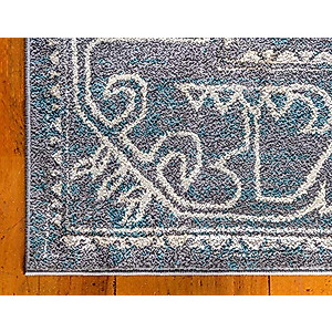 Unique Loom Aurora Collection Over-Dyed, Abstract, Botanical Southwestern, Transitional Area Rug, 2 ft x 3 ft, Gray/Ivory