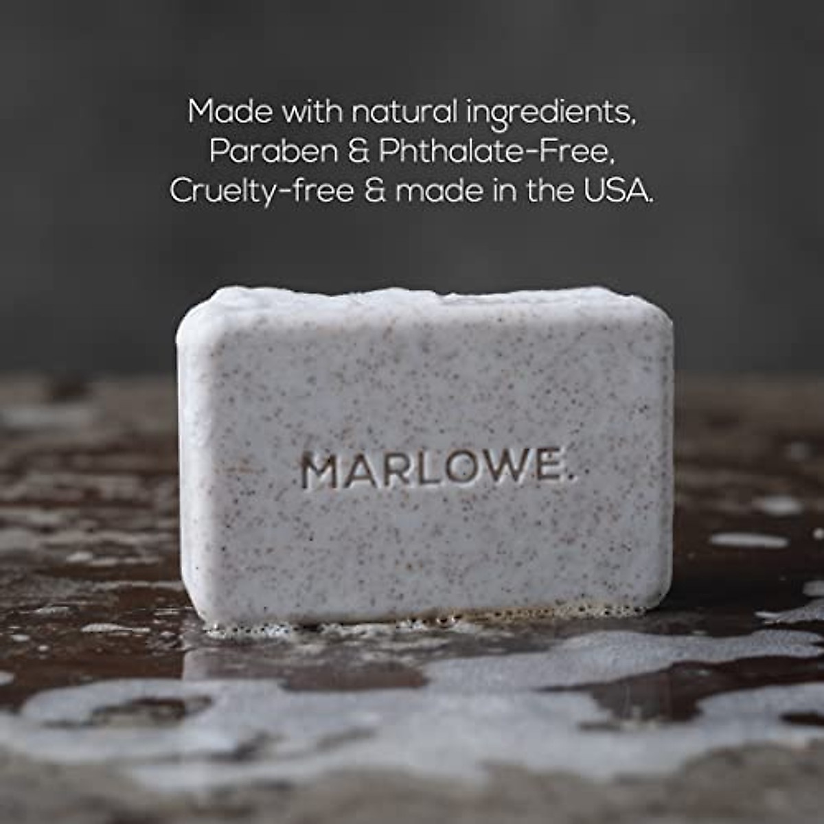 MARLOWE. No. 102 Men's Body Scrub Soap 7 oz | Warm Santal Scent | Best Exfoliating Bar for Men | Made with Natural Ingredients | Green Tea Extract | 6-Pack
