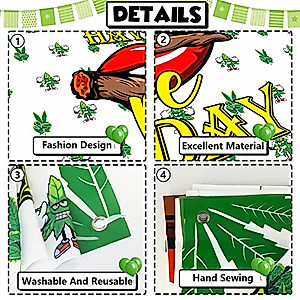 4 x 6ft Happy Birthday Party Have A Dope Decorations Banner White Green - Weed Leaves Theme Photo Booth Backdrop Party Supplies for Women and Men