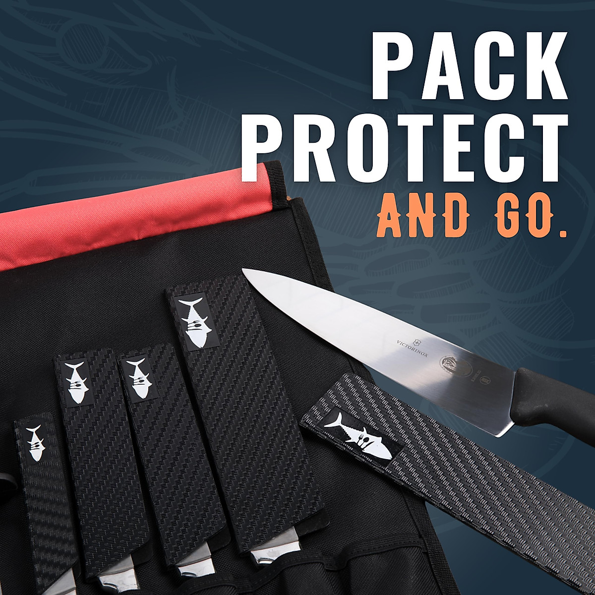 Set of 5 Knife Guards - Protective Knife Sheaths with Felt-Lined Interior for Sharp Blades, Textured Grip for Easy Handling, Fits variety of chef & kitchen Knife sizes