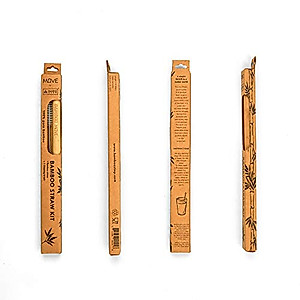 Personalized Bamboo Straw Individual kit - MOVE Line by Bamboo Step: 1 Reusable Straw and a cleaning brush in a kraft paper box. Laser Engraving of Custom Text. (Regular Diameter size)