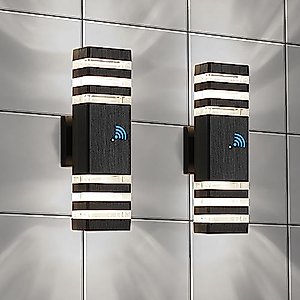 FAISHILAN 2 Pack Dusk to Dawn Exterior Wall Light Fixture,3-Layer 14W 1200LM Warm White 3000K IP65 Waterproof Aluminum Morden Outdoor Lights for House Porch Hallway Patio Garage