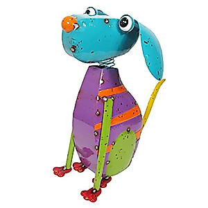 Continental Art Center Inc. CAC20708B Fun Colorful Metal Cute Garden Statue, Dog, Multicolor