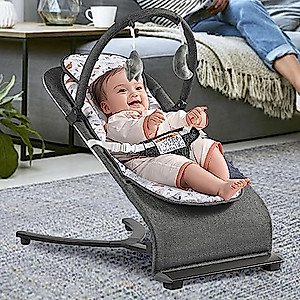 Bouncer for Babies 0-6 Months, Portable Bouncer for Baby,Baby Bouncers for Infants with 3-Point Harness Grey