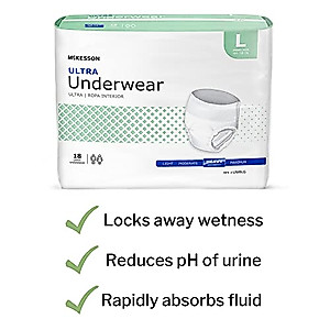 McKesson Ultra Underwear, Incontinence, Heavy Absorbency, Large, 18 Count
