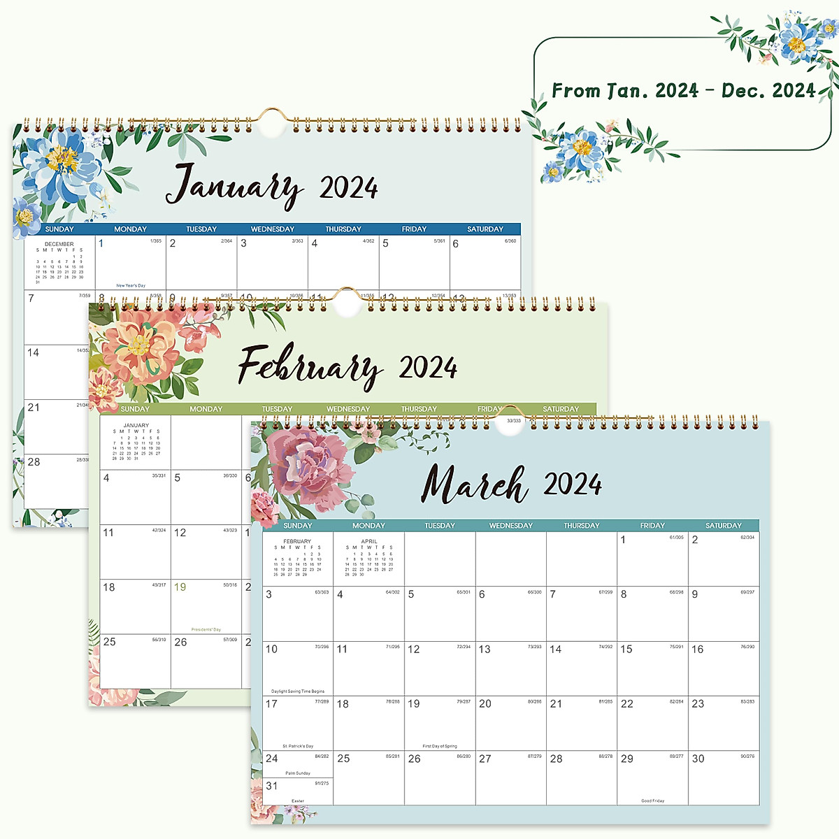Calendar 2023-2024 - Wall Calendar 2023-2024, January 2023 to June 2024, 14.8 x 11.4 Inches, 18 Months Calendar with Ample Blank Blocks and Julian Dates, Perfect 2023-2024 Calendar for Easy Planning