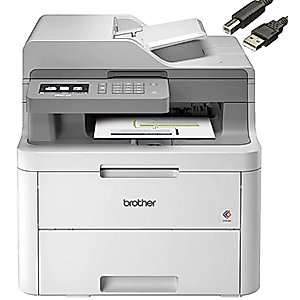 Brother MFC-L3710CW Compact Digital Color All-in-One Laser Printer, Print Scan Copy Fax, Wireless Printing, 19 ppm, Built-in Wireless, 600x600DPI, 512 MB, Bundle with Cefesfy Printer Cable